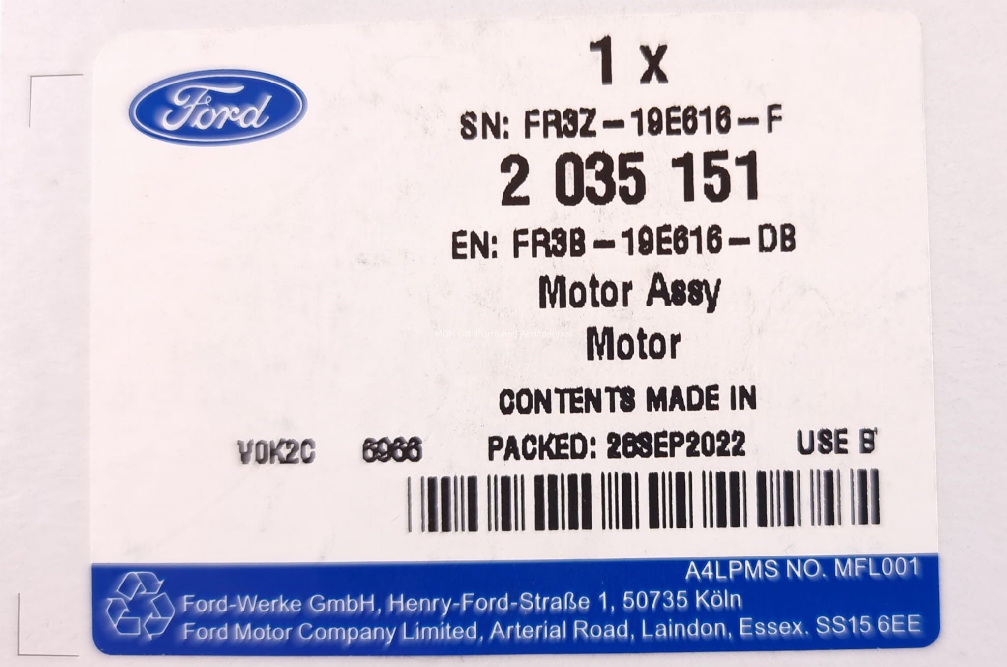 SILNIK KLAP NAWIEWU MUSTANG 2015-23 _ FORD OE _ 2035151 _ FR3Z-19E616-F MGK FORD PARTS ...